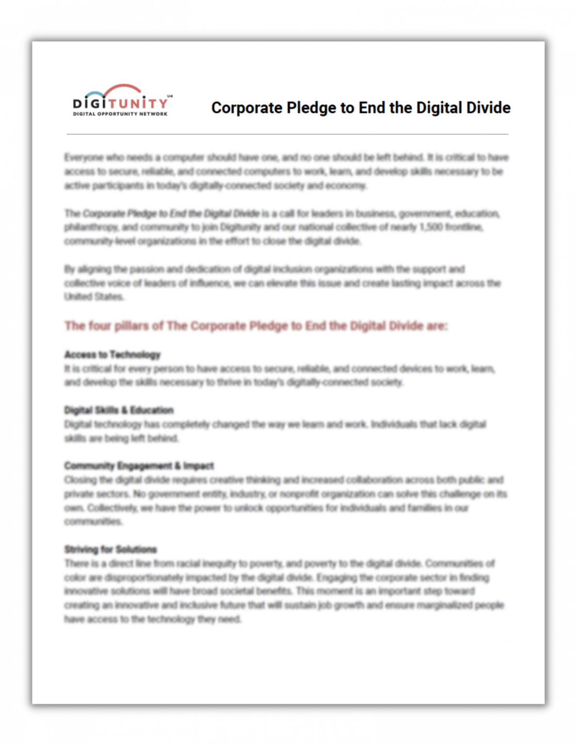 Sign The Corporate Pledge To End The Digital Divide